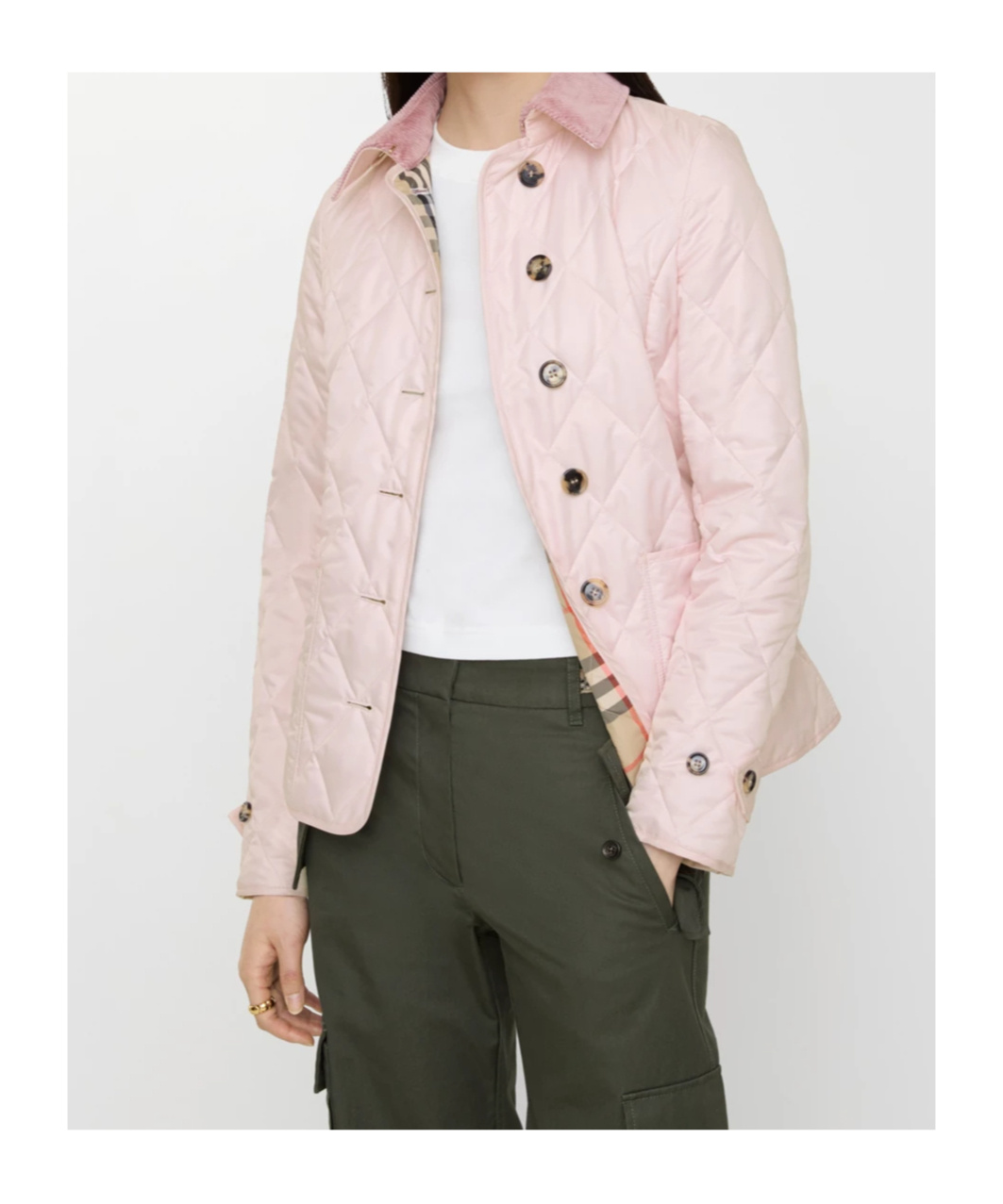 BURBERRY Burberry Quilted Long Sleeved Jacket with Corduroy Collar